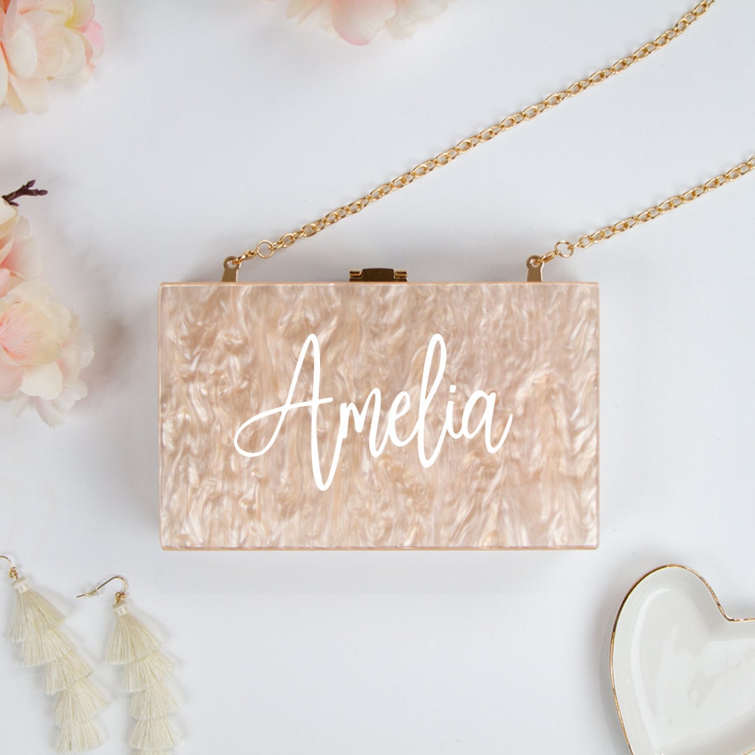 Marbled Acrylic Box Clutch Gifts, Personalized Clutch Bags, Wedding ...