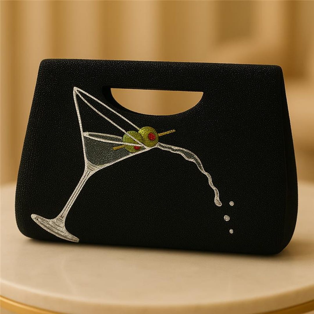 Spilling Martini Clutch, Cocktail Purse, Beaded Handbag, Handmade ...