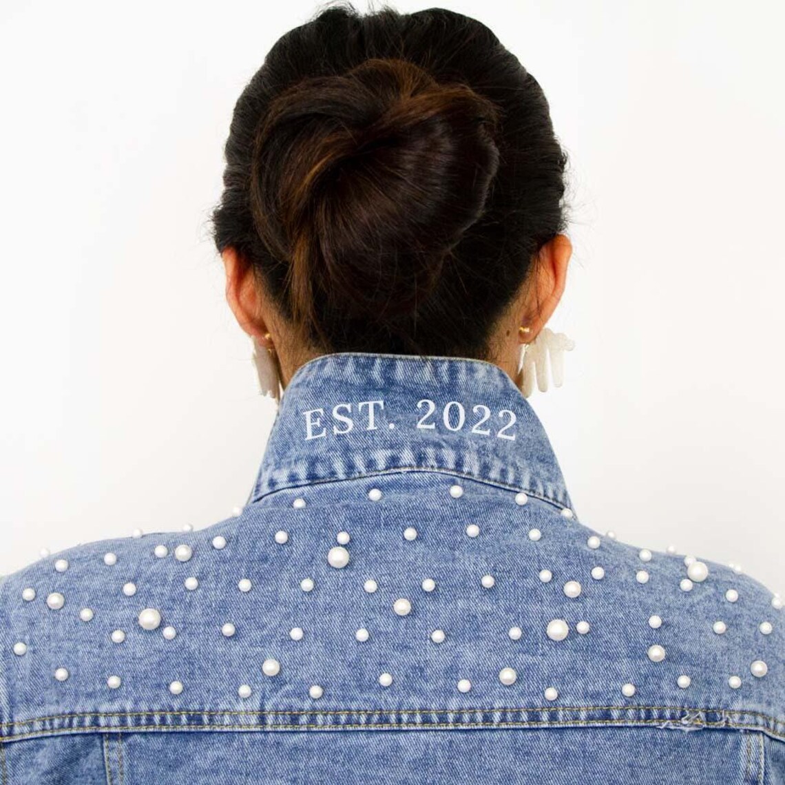 Blue Pearl Denim Jacket, Bridal Jean Jacket for Bride, Bride Jean ...