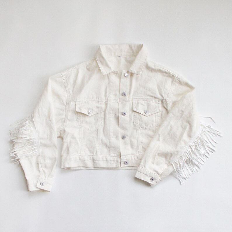 White Fringe Personalized Bride Denim Jacket Custom Bride - Etsy