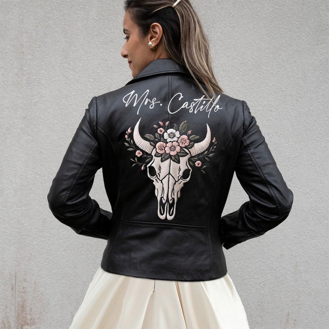 Customized Mrs Leather Jacket, Custom Embroidery Leather Jacket Gifts ...