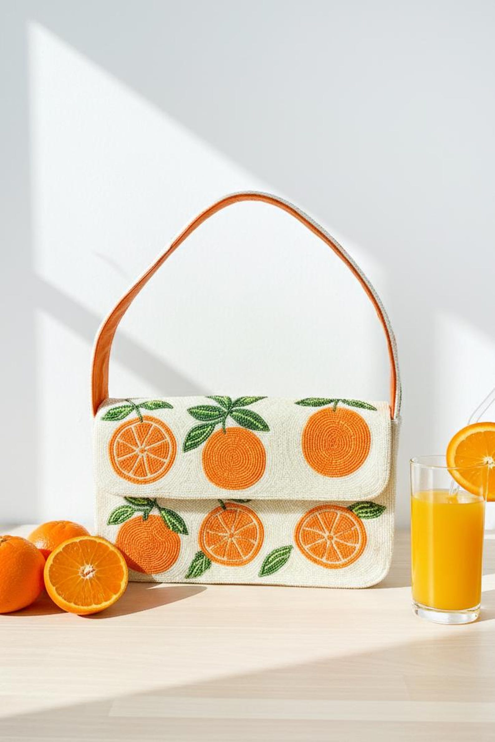 Beaded Orange Shoulder Bag, Orange Design Purse, Citrus Beaded Handbag ...