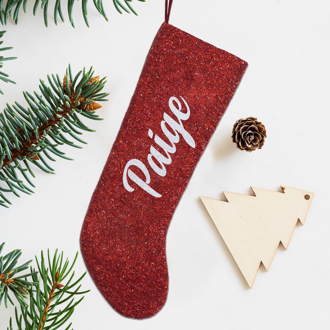 Custom Seed Bead Christmas Stockings Beaded Christmas - Etsy