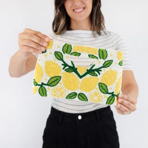 Lemon Purse, Lemon Beaded Purse, Citrus Purse, Lemon Handbag, Citrus ...