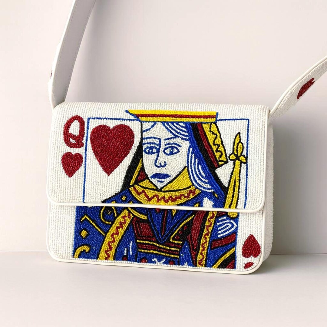 Ivory Queen Bag, Blue Queen Purse, Elegant Beaded Bag, White Card ...