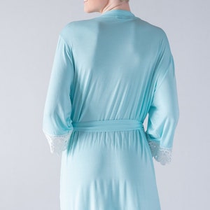 Light Blue Jersey Lace Robe | Jersey Lace Robe | Jersey Robe | Light ...