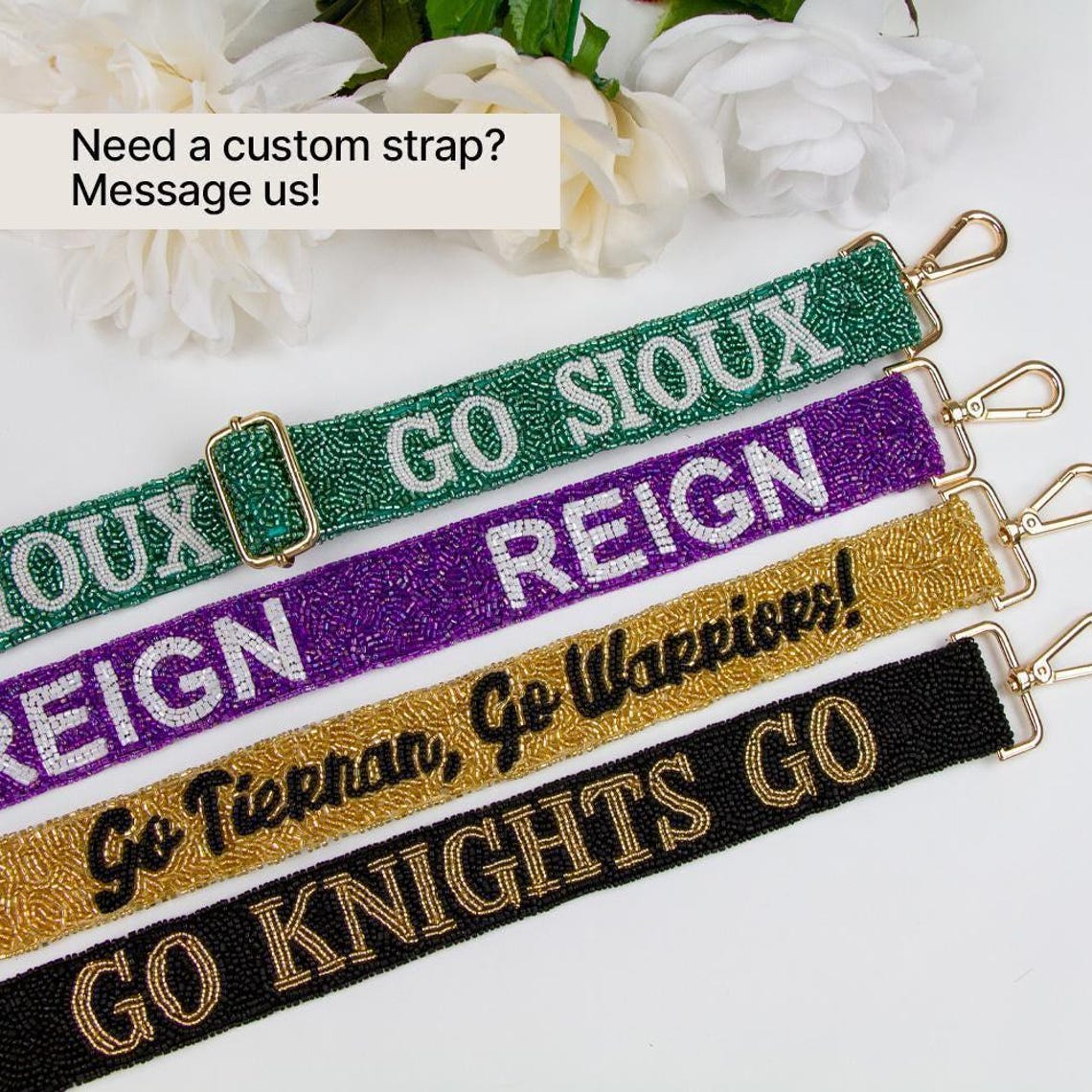 Custom Beaded Purse Strap, Personalized Bag Strap, Custom Beaded Game ...