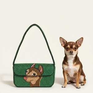 Beaded Dog Purse, Custom Dog Bag, Pet Portrait Handbag, Dog Beadwork ...