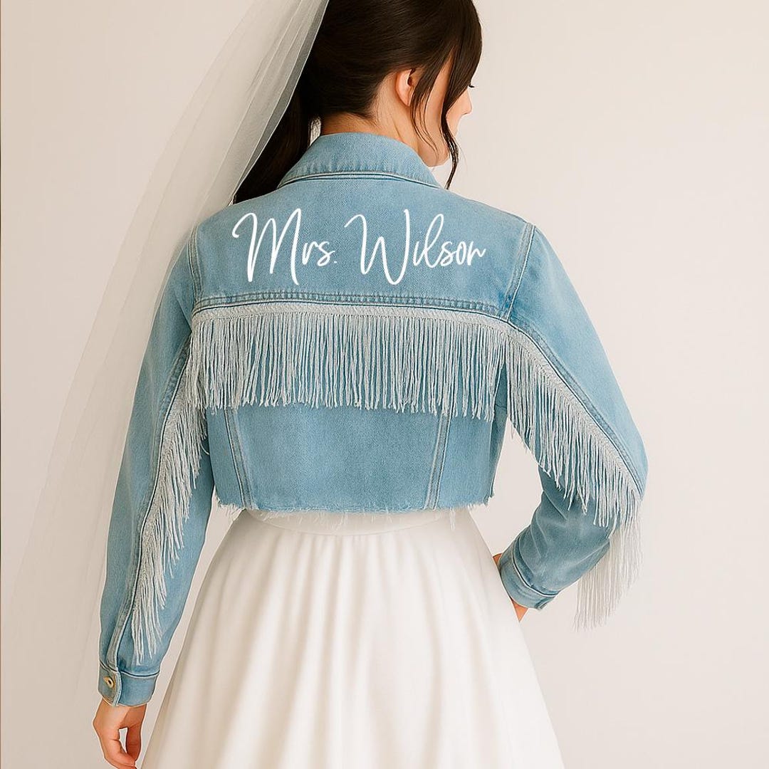 Blue Fringe Jean Jacket, Custom Denim Jacket, Personalized Denim Jacket ...