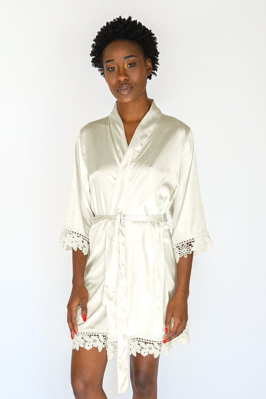 Ivory Lila Lace Robes, Ivory Satin Robes, Ivory Lace Robes, Wedding ...