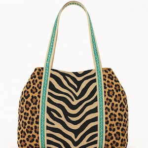 Zebra Safari Beaded Tote, African Animal Print Shoulder Bag, Boho Zebra ...