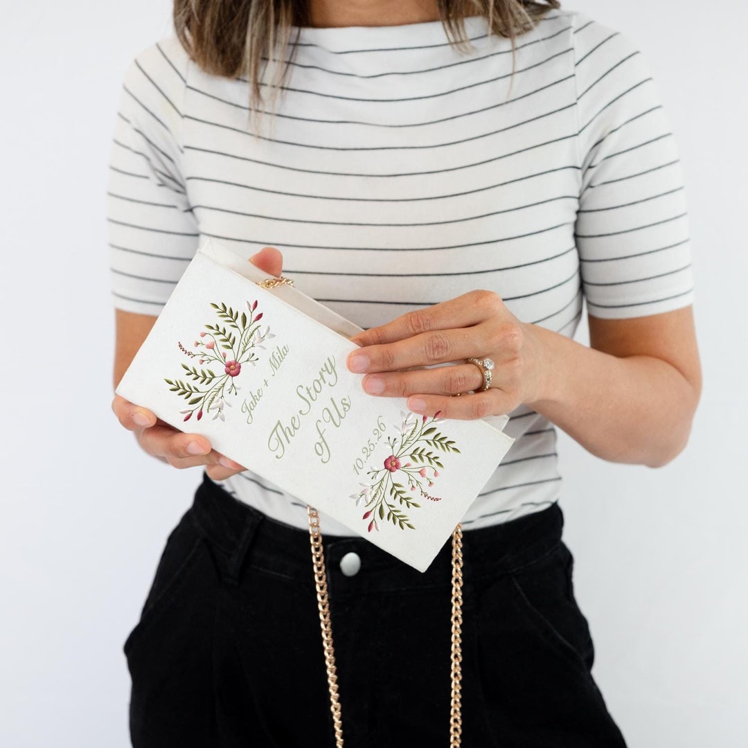 Custom Embroidered Storybook Purse, Personalized Embroidery Book Clutch ...