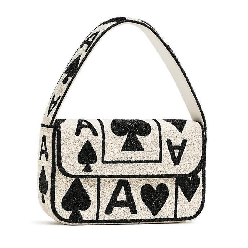 Ace of Spades Purse, Beaded Spades Bag, White Spades Purse, Black ...