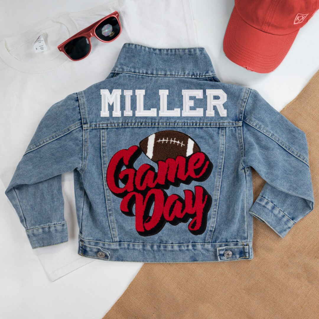 Custom Game Day Denim Jacket Gift, Personalized Denim Jacket for Kids ...