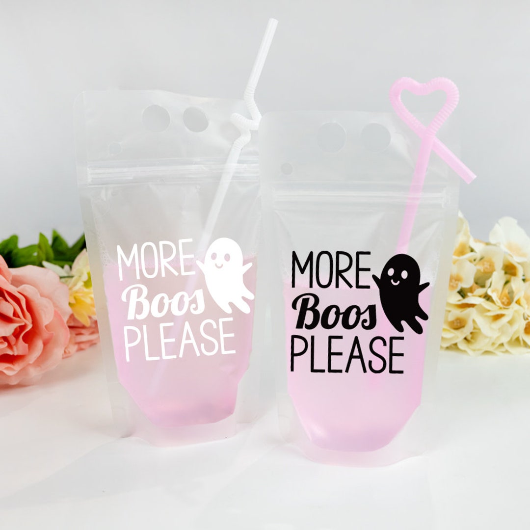 Custom Spooky Drink Bag, Halloween Drink Pouch With Straw, Halloween ...