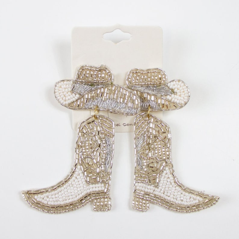 Cowboy Boots Beaded Earrings Cowboy Hat Seed Bead Earrings - Etsy