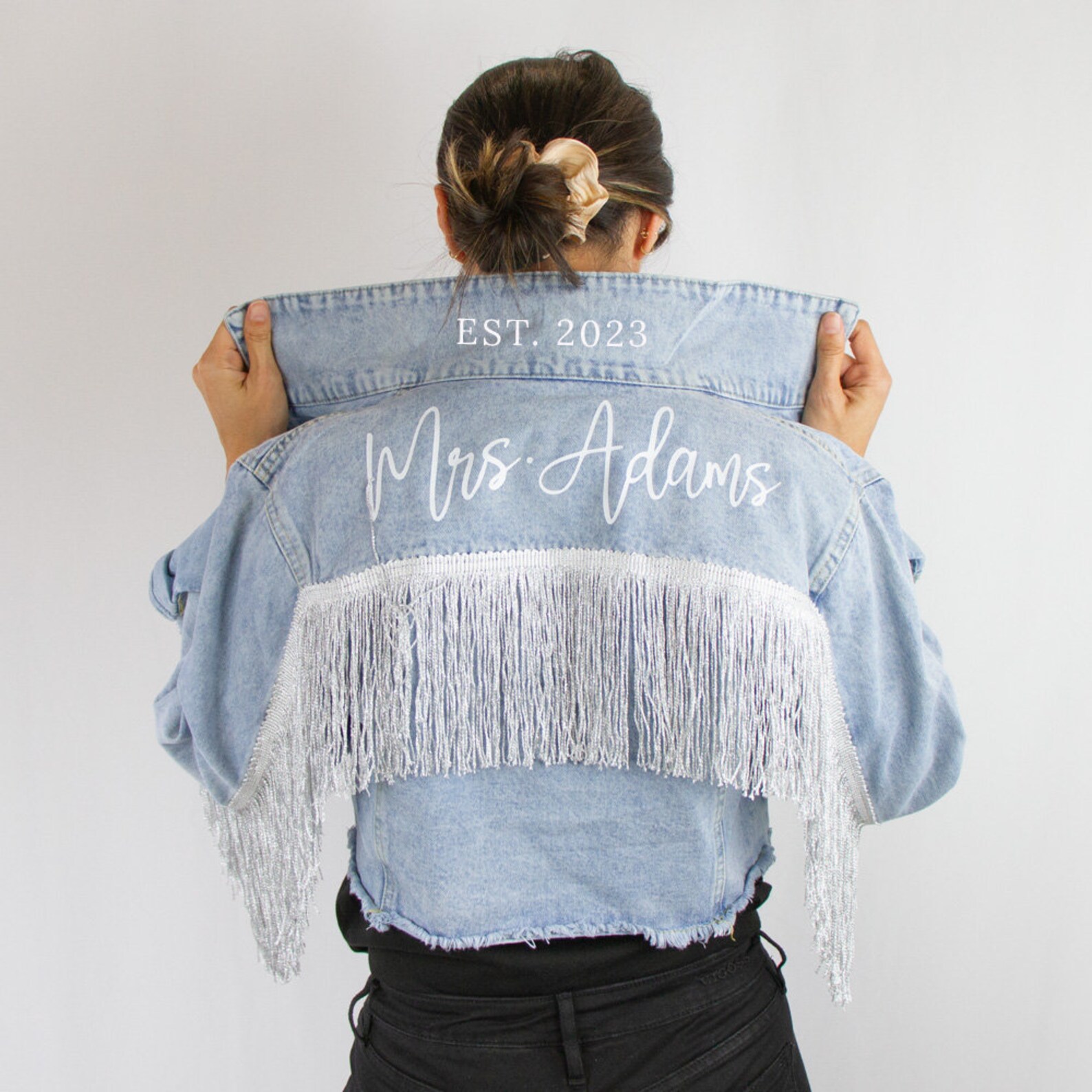 Blue Fringe Denim Jacket Custom Denim Jacket Bridal Denim - Etsy