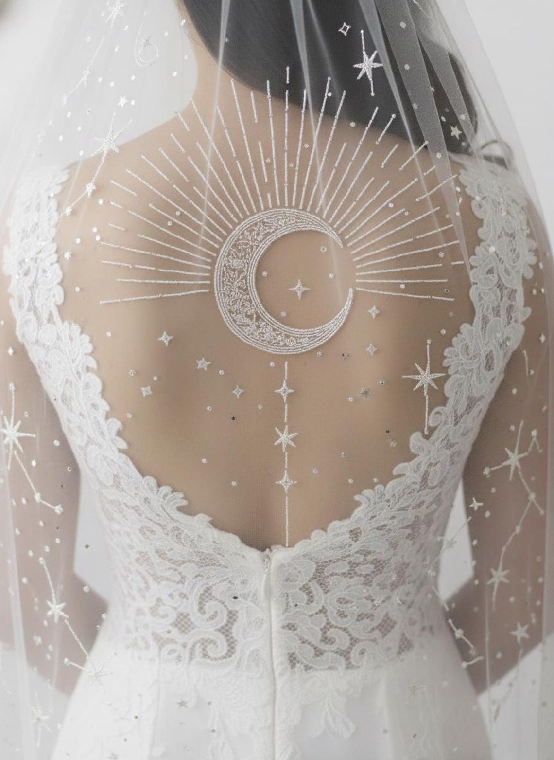 Celestial Wedding Veil, Moon Star Veil, Constellation Veil, Astrology ...