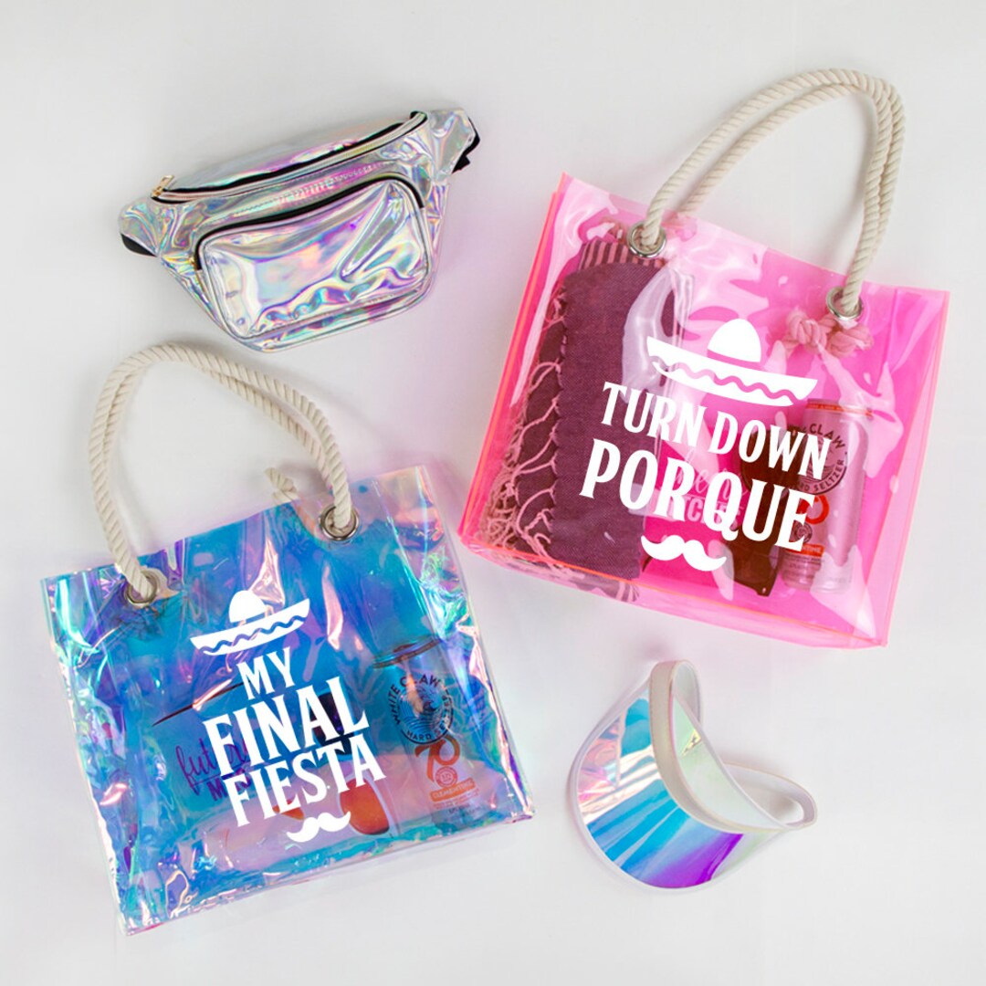 My Final Fiesta Tote Bag, Bridal Transparent Neon Totes, Bridesmaid ...
