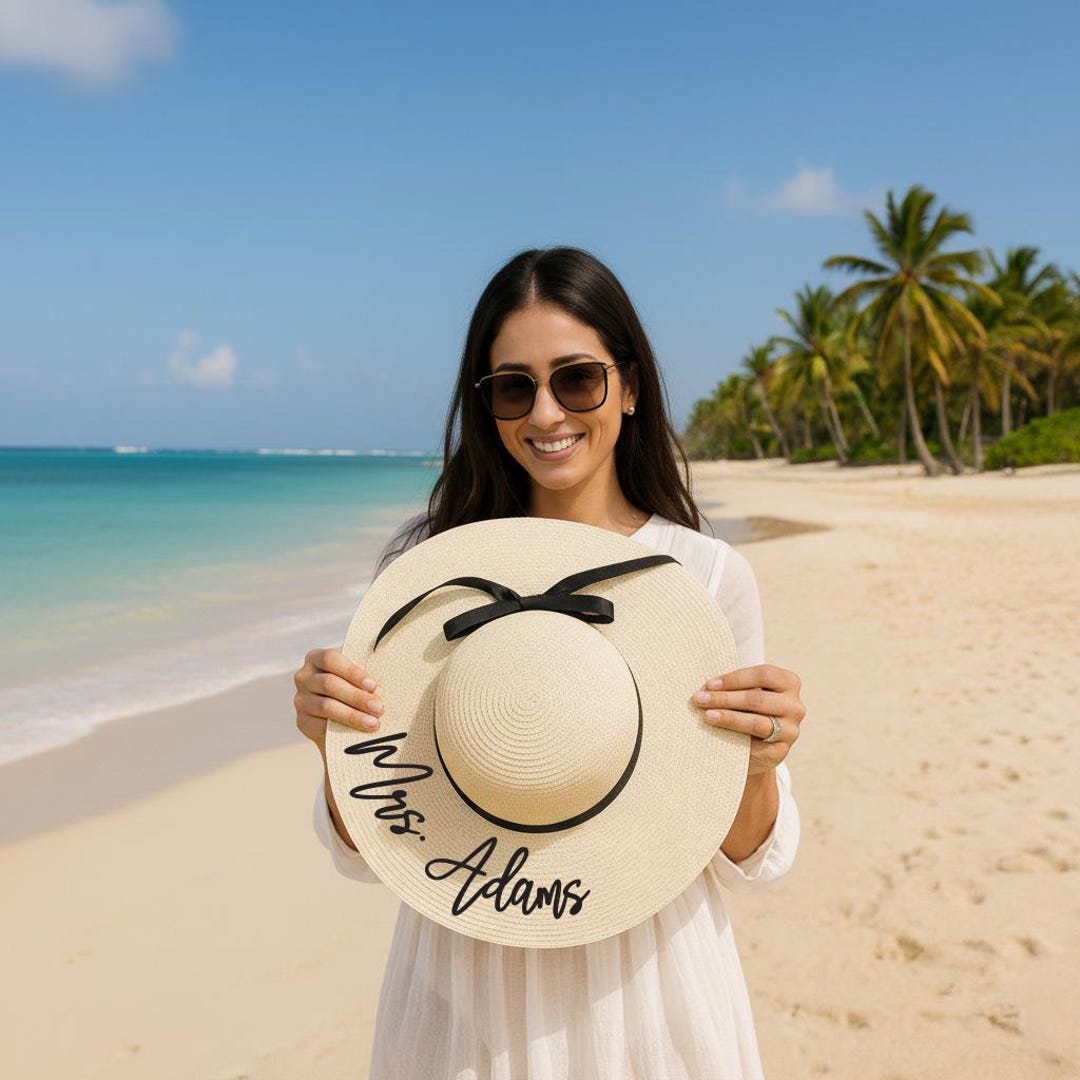 Customized Floppy Beach Hats, Bride to Be Gift, Custom Beach Hat ...