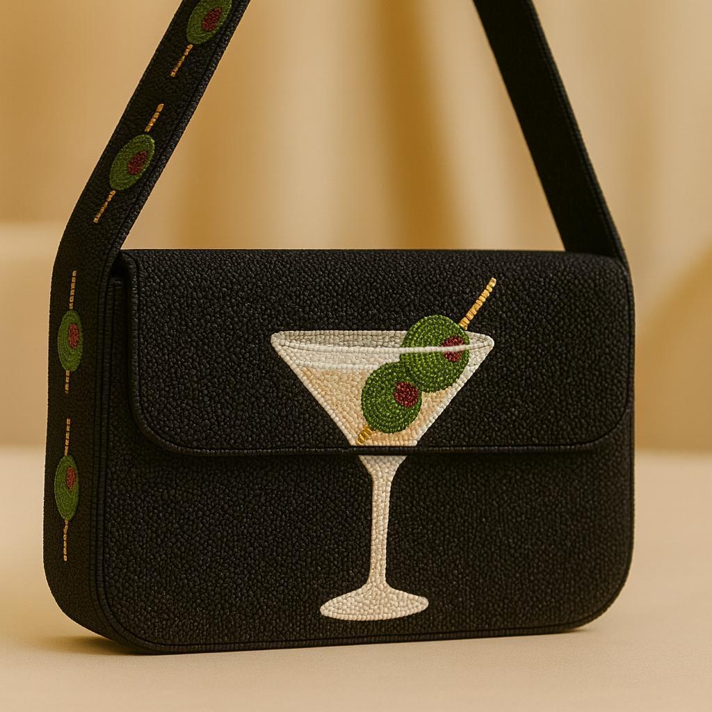 Olive Martini Bag, Beaded Shoulder Bag, Cocktail Purse, Martini Clutch ...