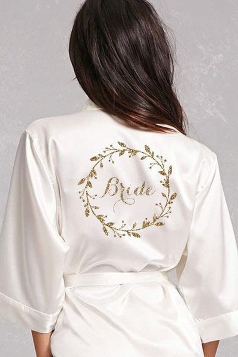 Wreath Style Robes Personalized Satin Robe Bridesmaid | Etsy