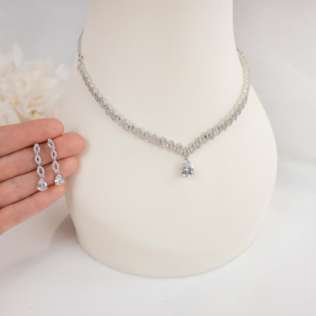 Elegant Bridal Jewelry Set, Bridal Necklace and Earrings, Bridesmaid ...