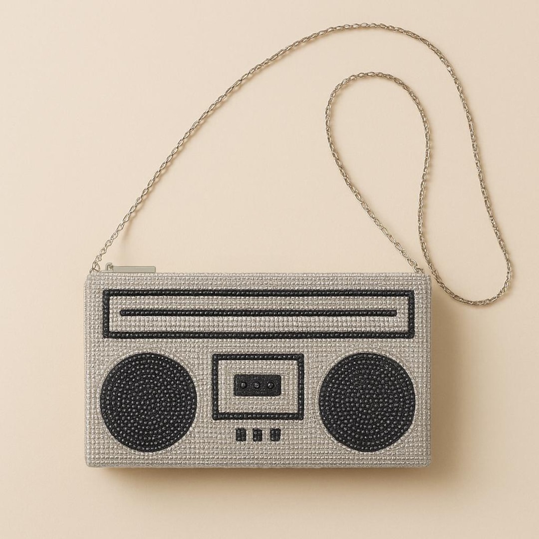 Cassette Player Purse, Beaded Boombox Bag, Retro Music Crossbody Bag ...