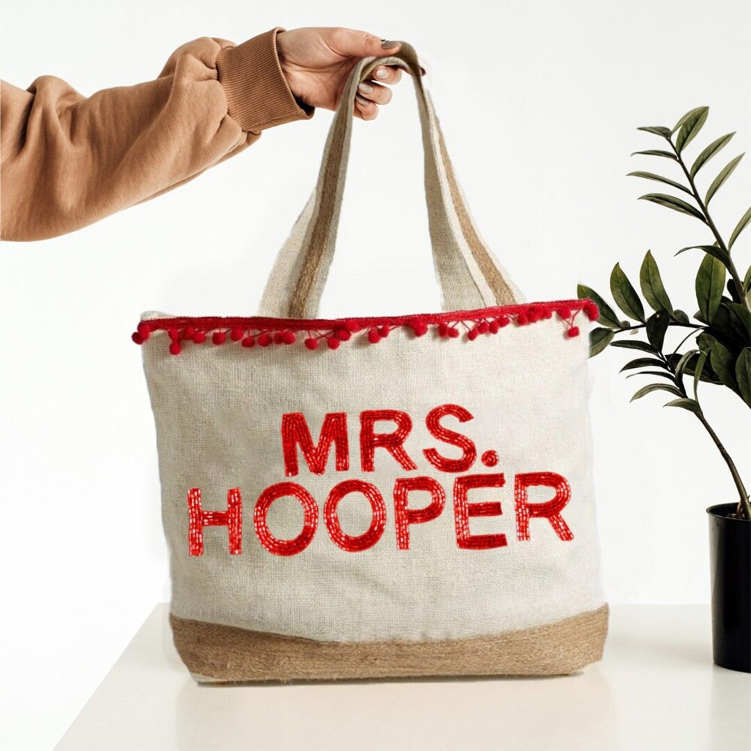 Mrs. Tote Bag, Custom Mrs. Beaded Tote Bag, Personalized Mrs. Seed Bead ...