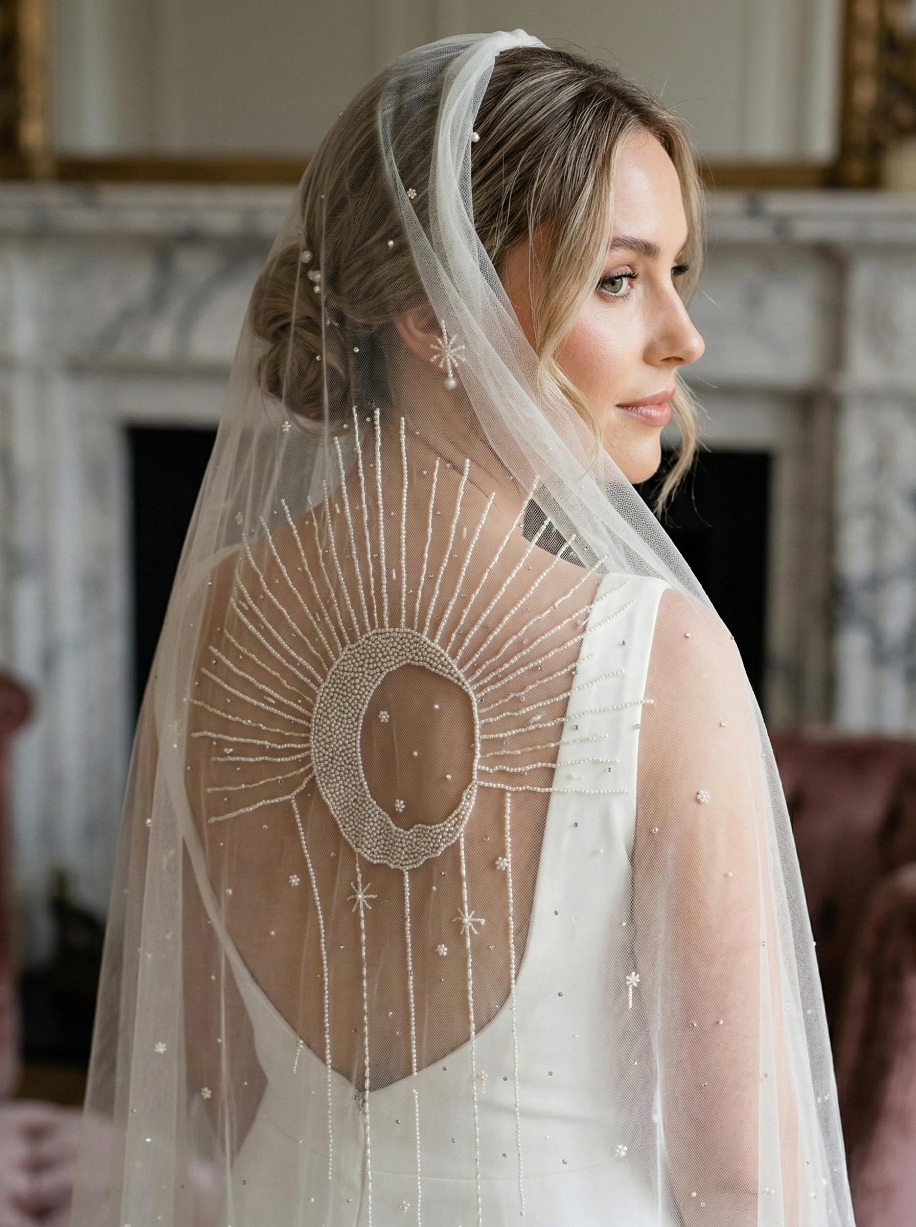 Celestial Wedding Veil, Moon Star Veil, Constellation Veil, Astrology ...
