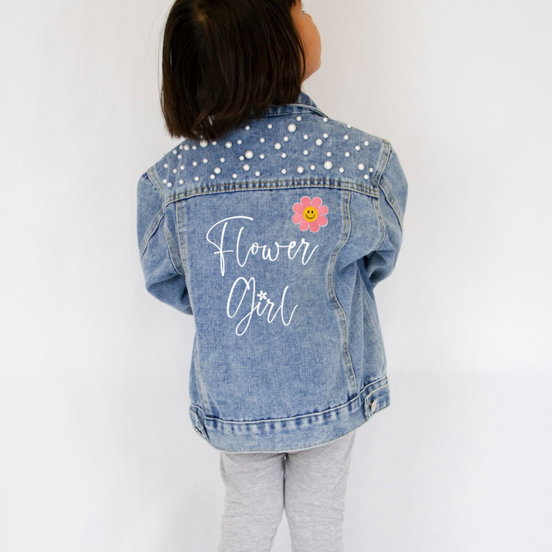 Blue Pearl Kids Denim Jacket, Wedding Denim Jacket, Flower Girl Jean ...