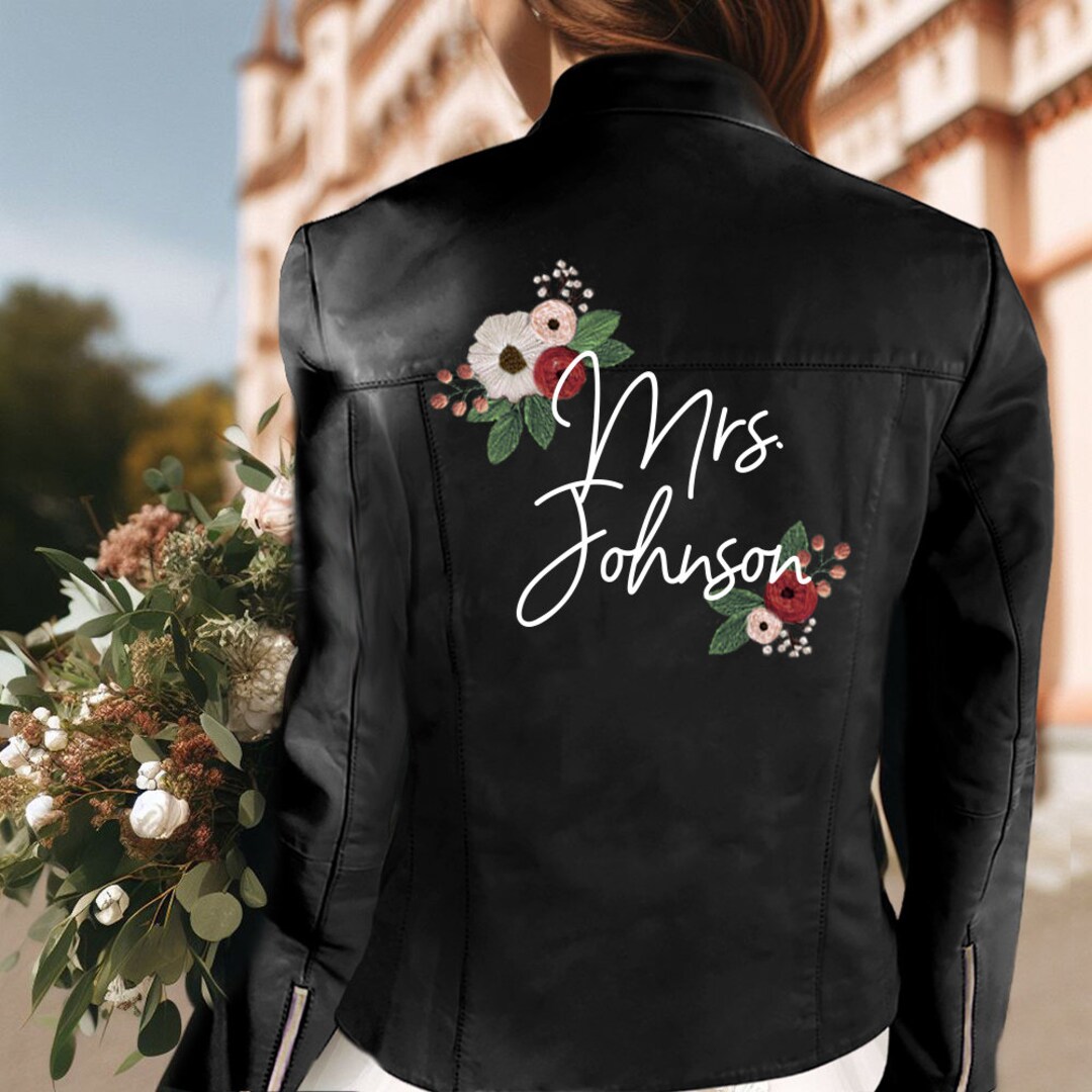Embroidered Leather Jacket, Custom Leather Jacket, Bridal Leather ...