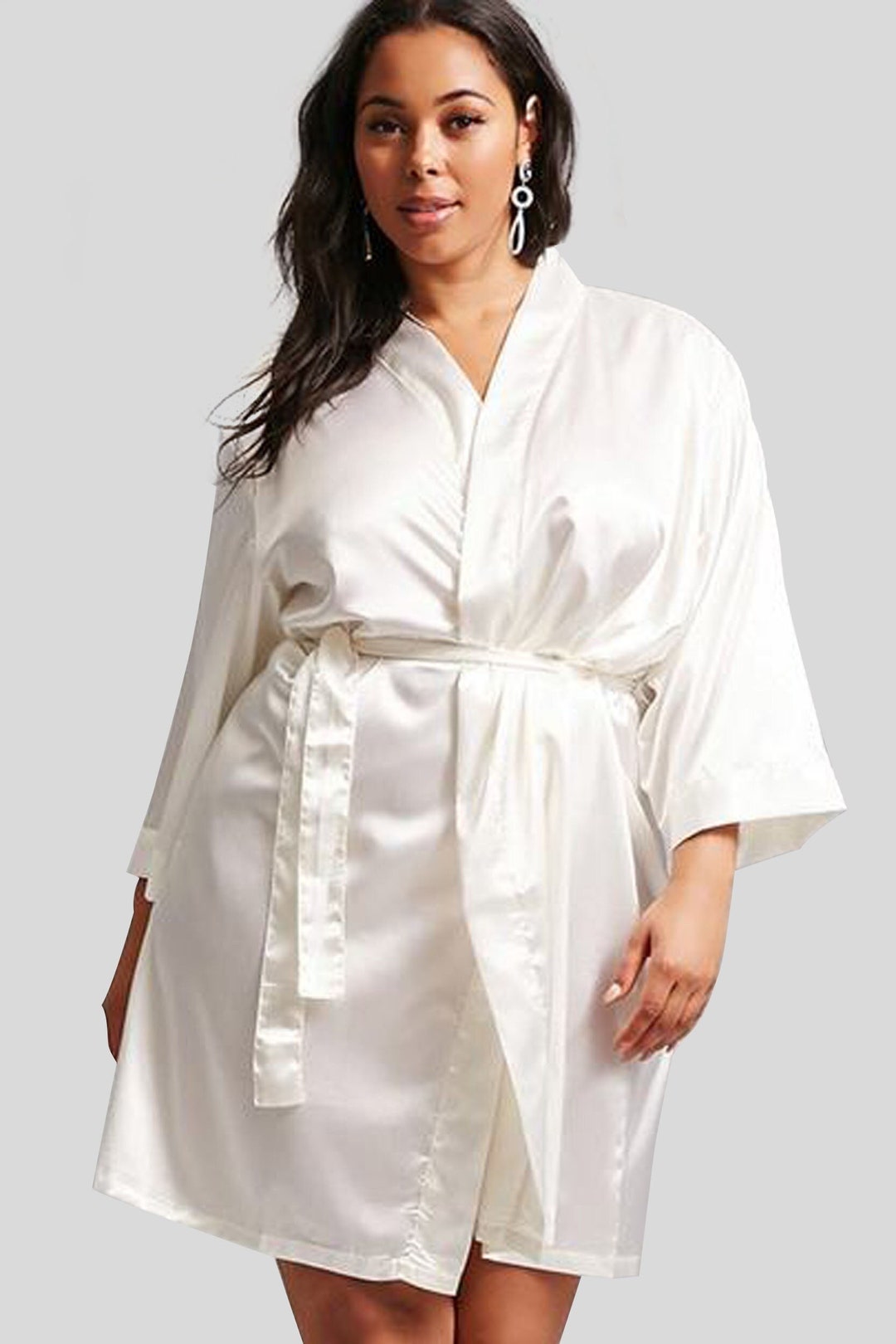 Plus Size Bridesmaid Satin Robes, Personalized Bridesmaid Robe, 3/4 ...