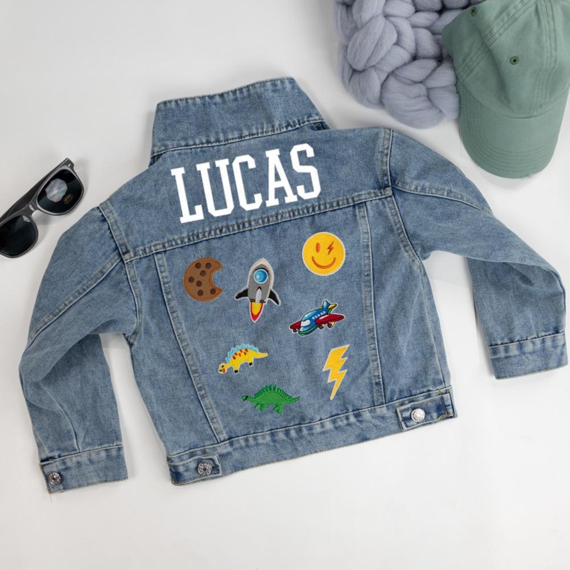 Kids Denim Jacket With Patches, Children's Patched Denim Jacket, Boys ...