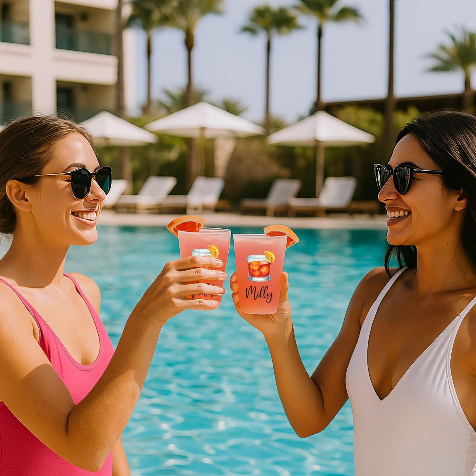 Watercolor Cocktail Cups, Personalized Summer Cups, Custom Beach ...