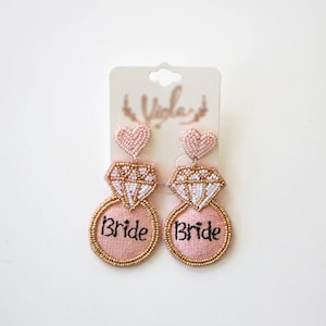 Mrs. Earrings, Mrs. Beaded Earrings, Bride Earrings, Bridal Earrings ...