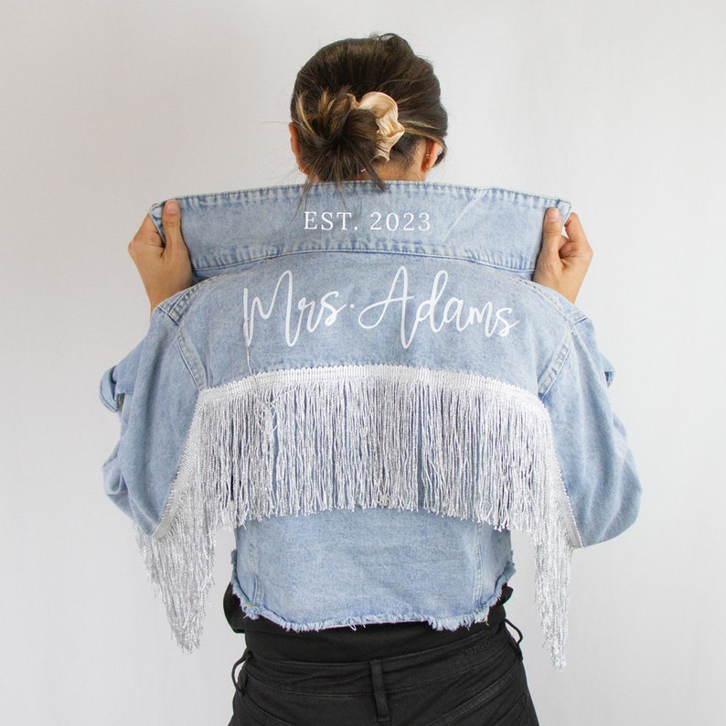 Blue Fringe Jean Jacket Custom Denim Jacket Personalized - Etsy