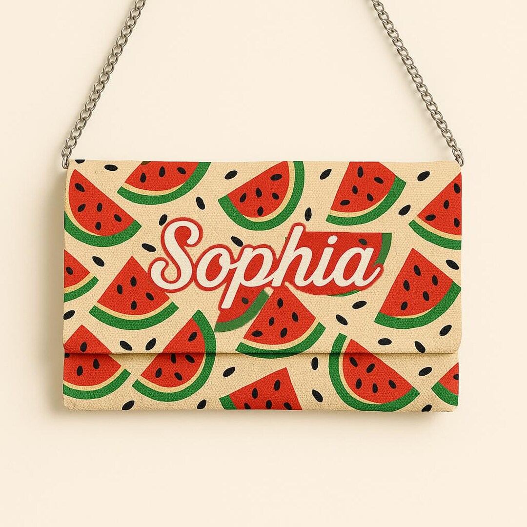 Watermelon Beaded Clutch, Beaded Summer Fruit Purse, Custom Name ...