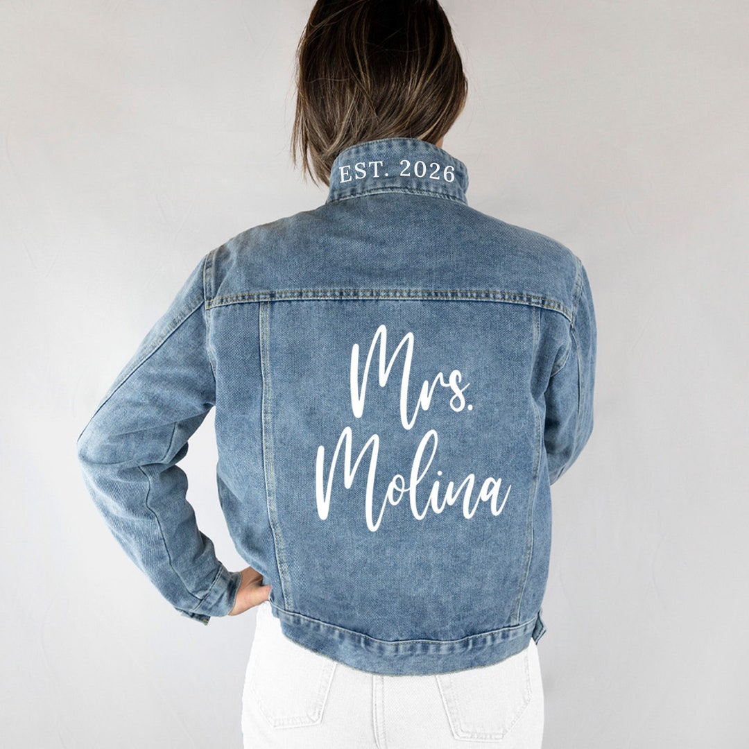 Mrs Denim Jacket, Custom Bride Denim Jacket, Blue Denim Jacket ...
