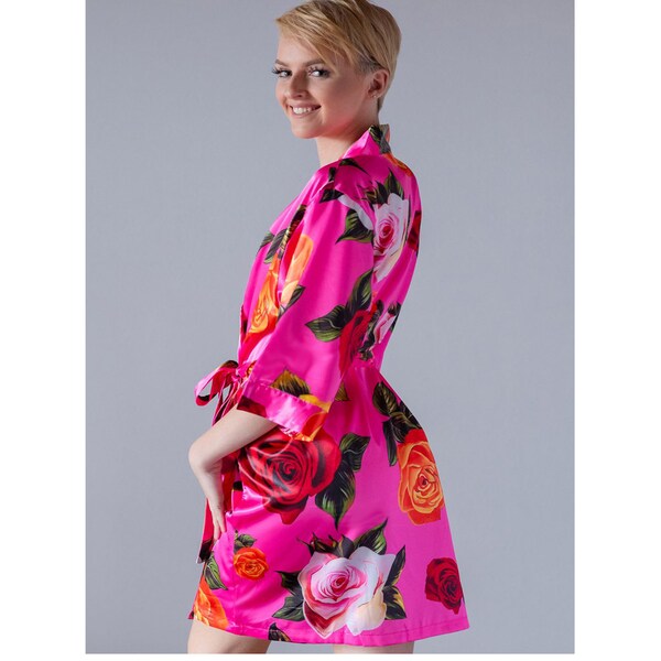 Floral Satin Robe - Etsy