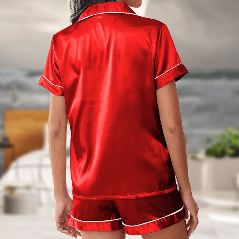 Red Shorts Set Pajamas Custom Shorts Set Pjs Wedding - Etsy