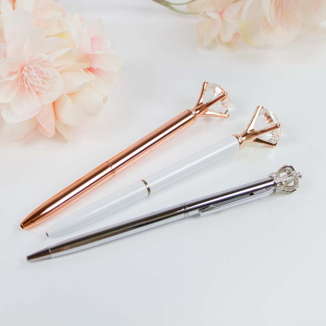 Diamond Pen, Crown Pen, Bride Pen, Groom Pen, His and Her Gift, Bride ...