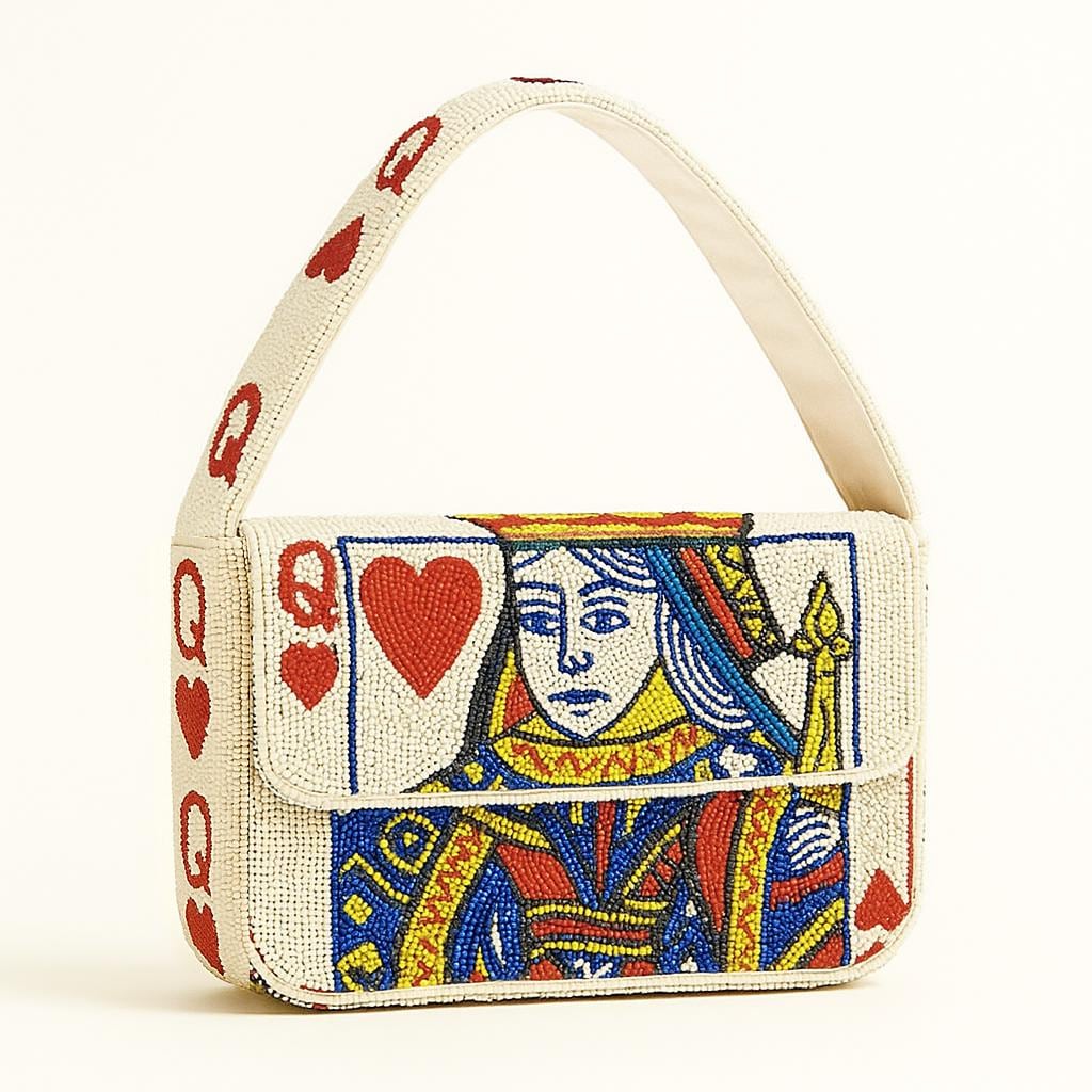Classic Queen Bag, Red Queen Purse, Playing Card Clutch, Beaded ...