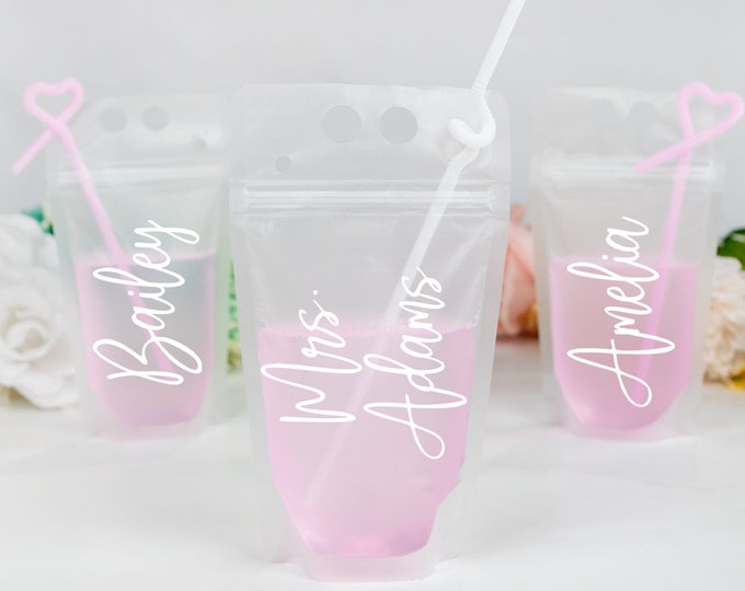 Custom Bachelorette Party Drink Pouches, Personalized Bride's Crew ...