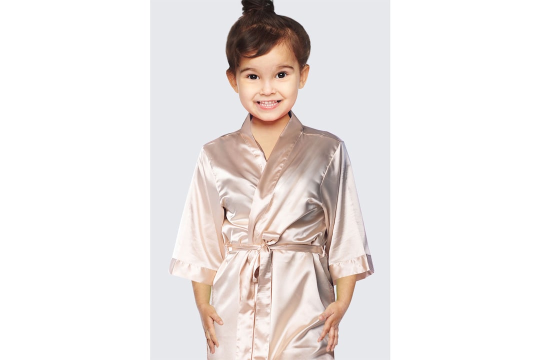Champagne Flower Girl Robes Personalized Satin Robes Custom Satin Robes ...
