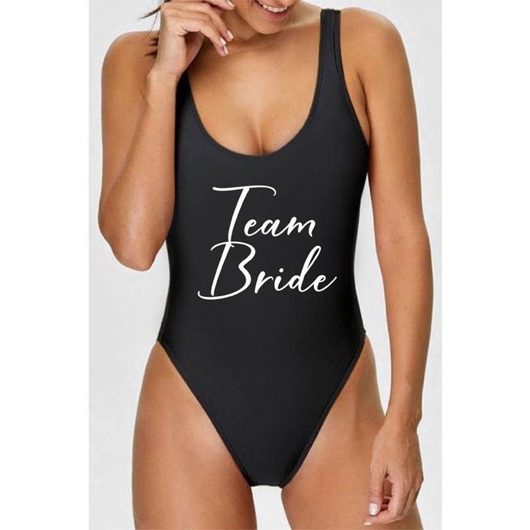 Team Bride One-piece Swimsuit | Bridesmaid Swimsuit | Personalized Swimsuit | Customized ...