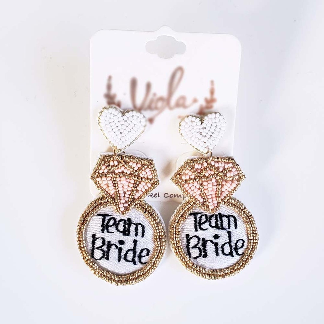 Team Bride Beaded Earrings, Team Bride Seed Bead Earrings, Bridesmaid ...