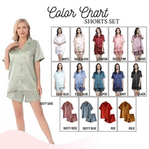 Red Shorts Set Pajamas, Custom Shorts Set Pjs, Wedding Pajamas, Bridal ...