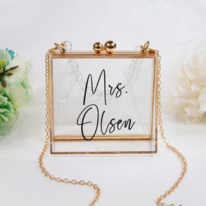 Personalized Clear Box Clutch, Custom Wife Bridal Box Clutch, Clear ...