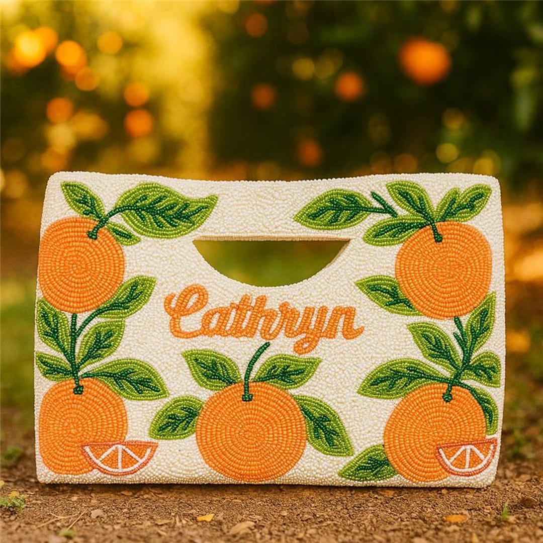 Orange Beaded Purse, Fruit Clutch Bag, Citrus Theme Handbag, Custom ...